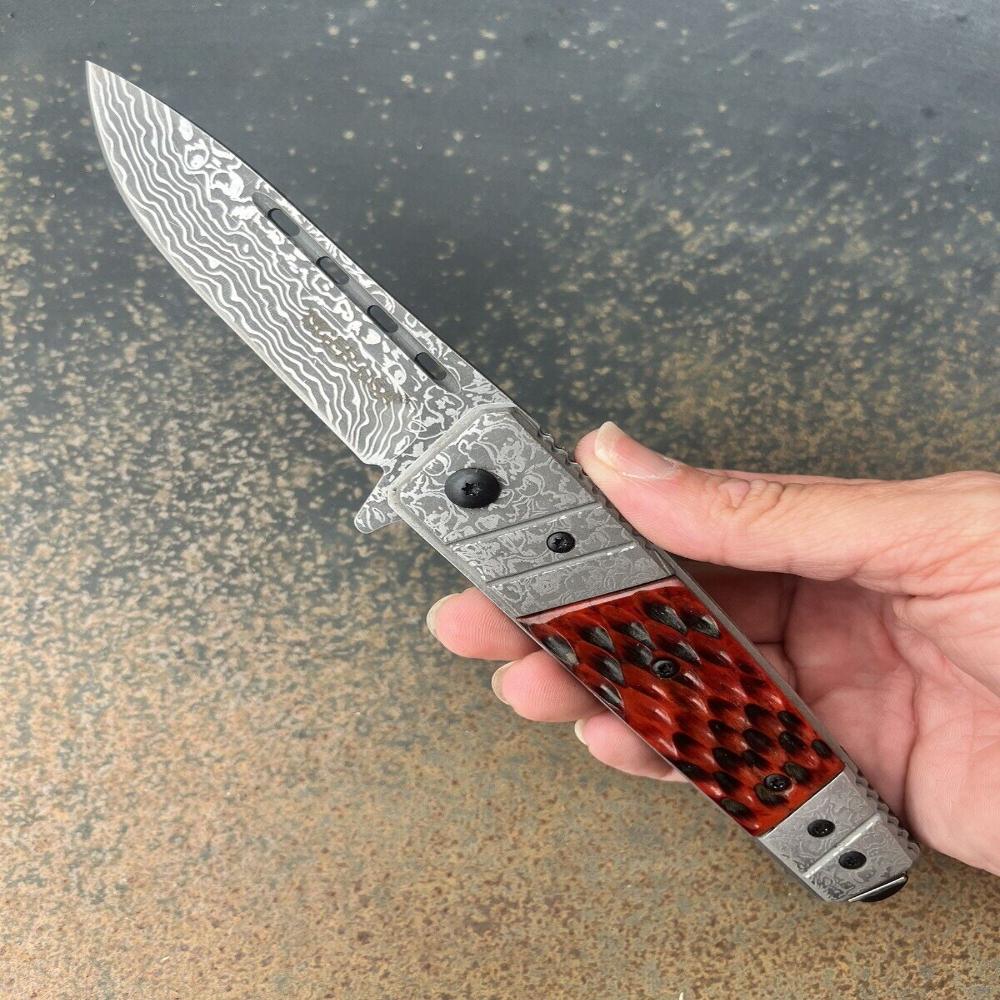 Tactical Folding Pocket Knife with Damascus Blade - Frost Knives